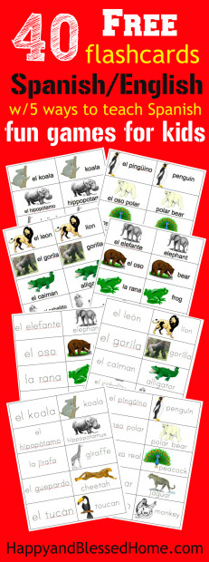 40 Free Spanish-English Flashcards of Jungle Animals and 5 Fun Games ...